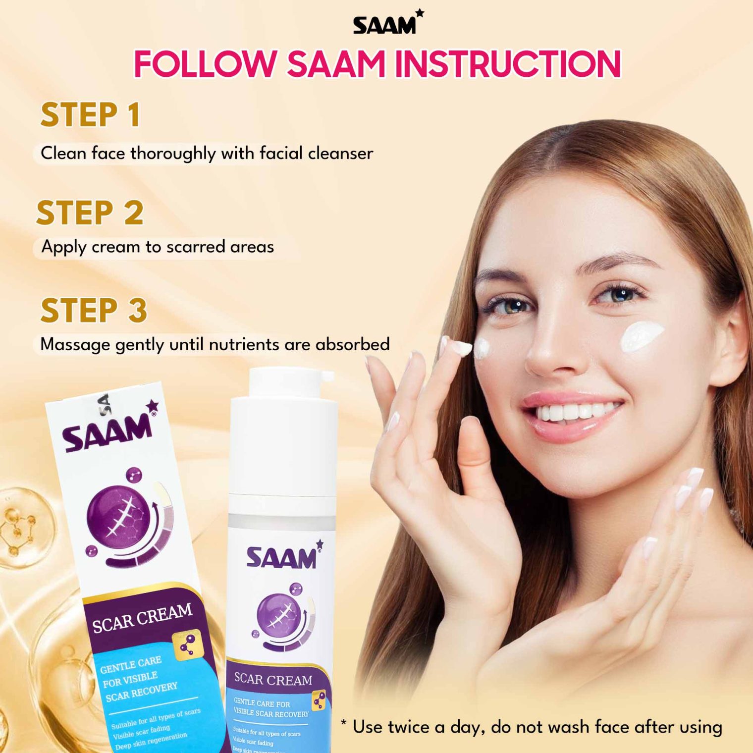 SAAM Cream reduce scar appearance for smoother skin